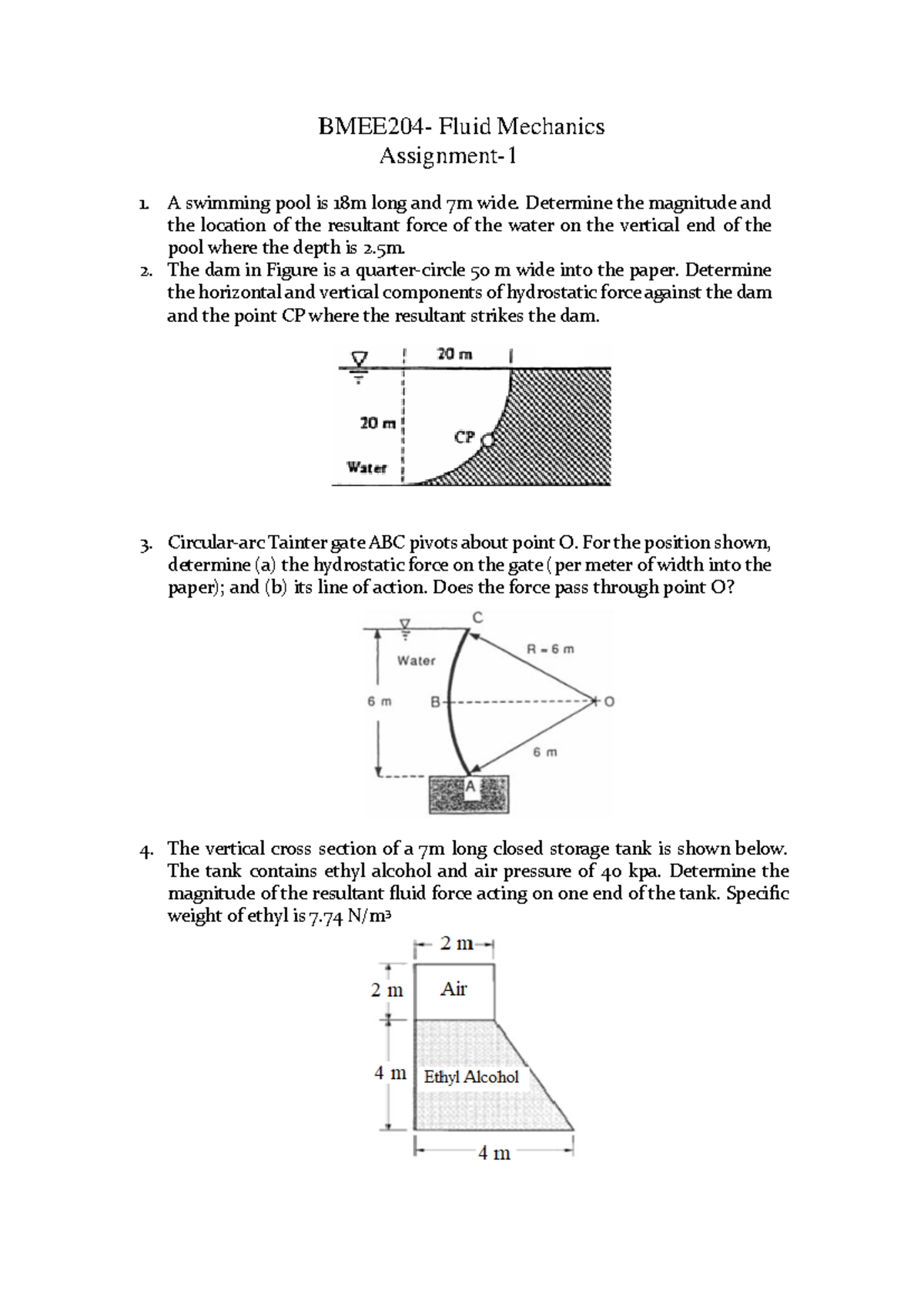 BMEE204- Fluid Mechanics Practice Problems & Solutions - Studocu