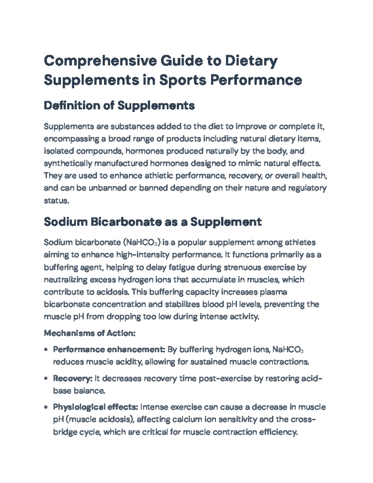 Comprehensive Guide to Sports Performance Supplements (SPN 101) - Studocu