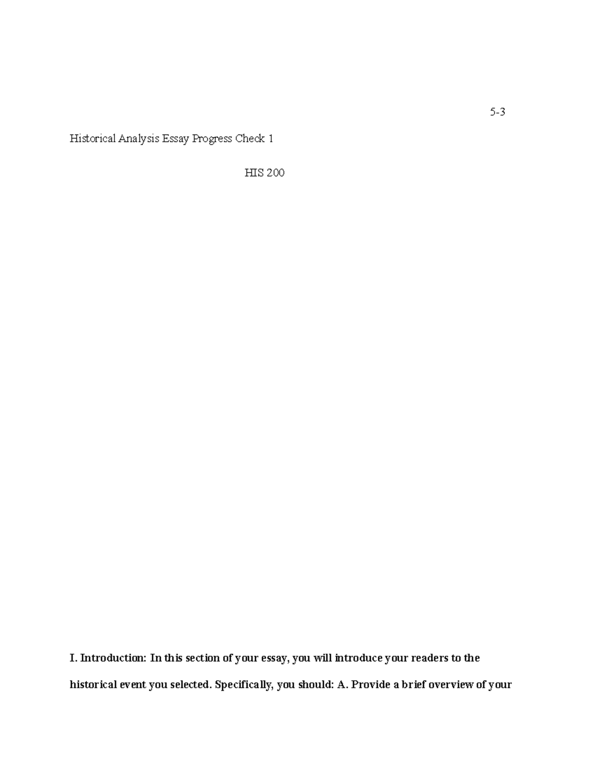 5-3 Historical Analysis Essay Progress Check 1 - Introduction: In this ...
