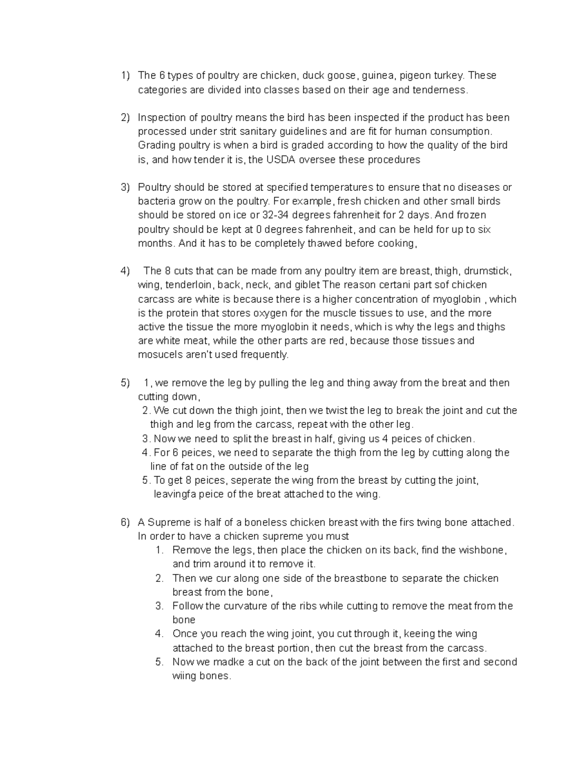 Poultry Handling and Preparation: Questions 1-10 Explained - Studocu