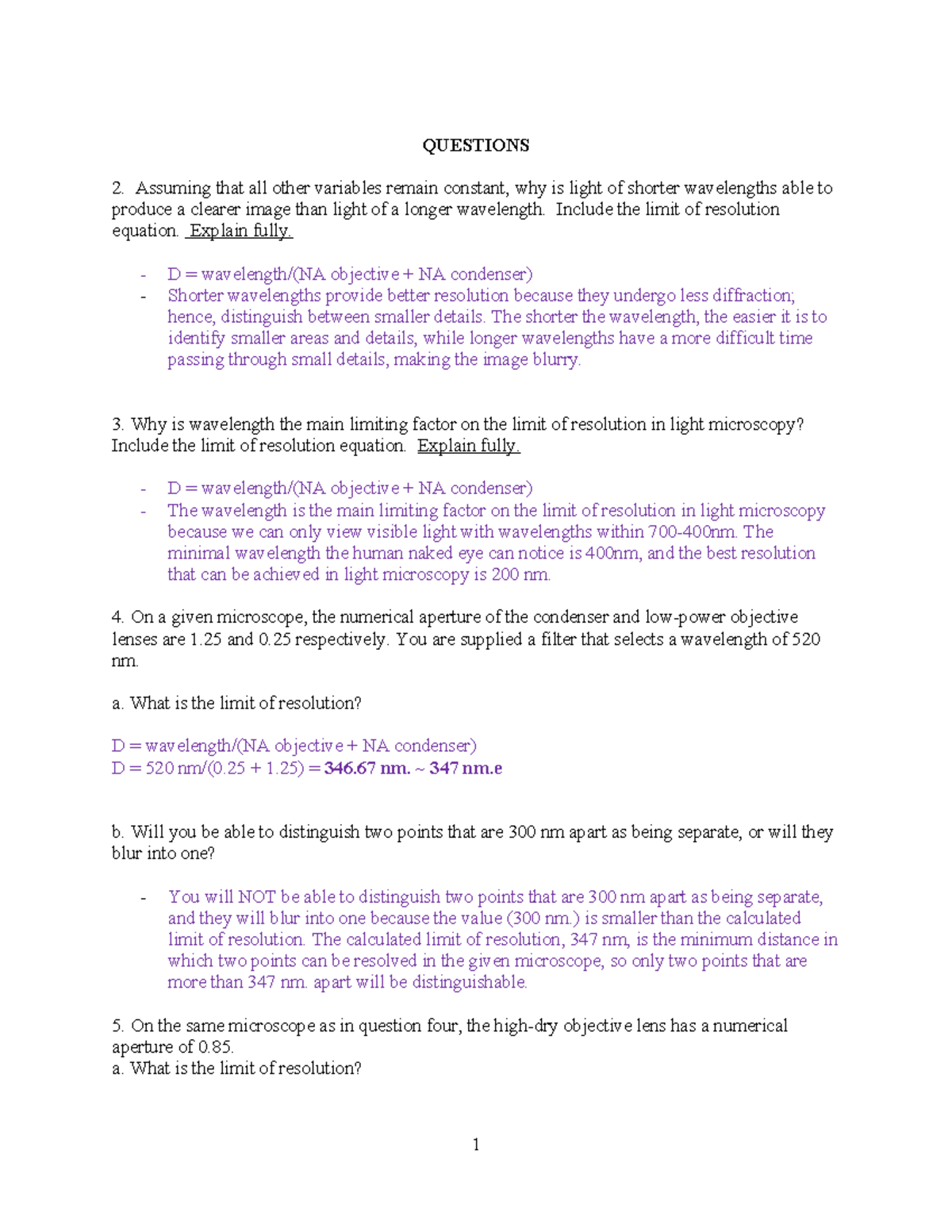 Chapter 1: Microscopy - Understanding Limit of Resolution in Light ...
