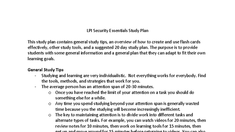 LPI Linux Essentials 20-Day Study Plan and Tips - Studocu