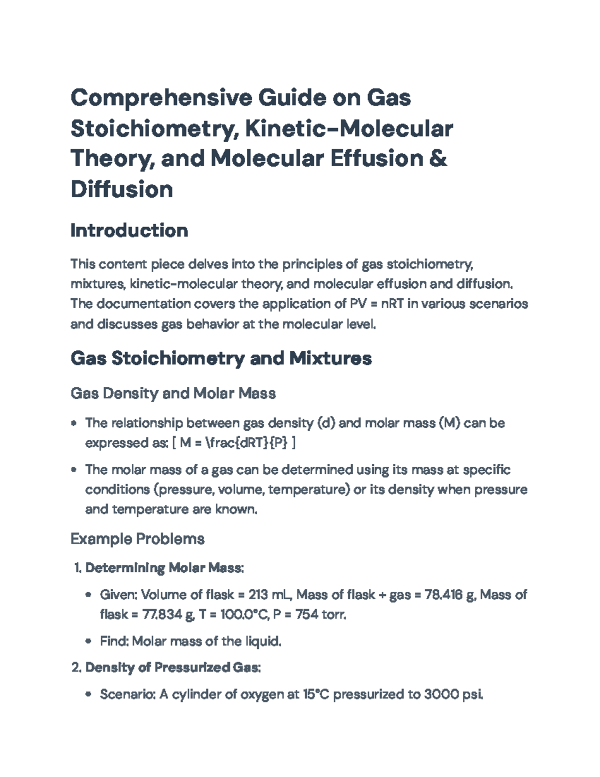 Comprehensive Guide on Gas Stoichiometry and Kinetic-Molecular Theory ...