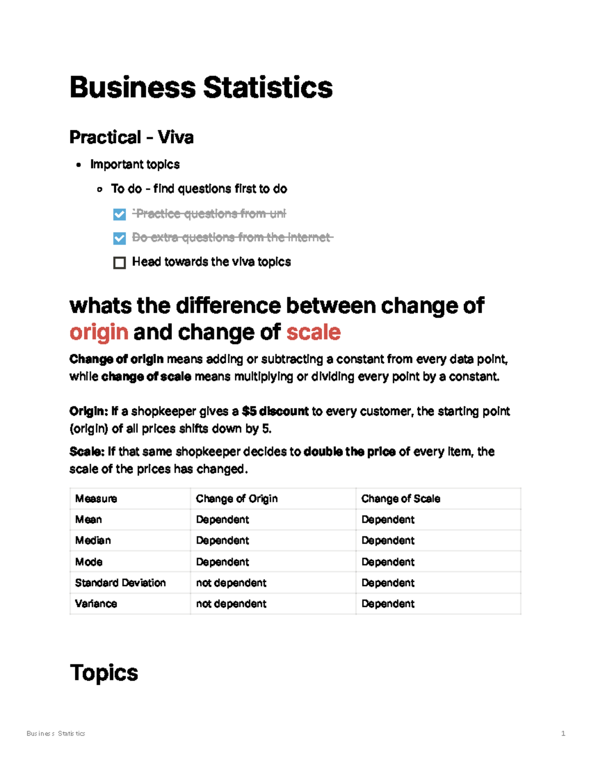 Business Statistics Practical Viva: Key Topics and Concepts - Studocu