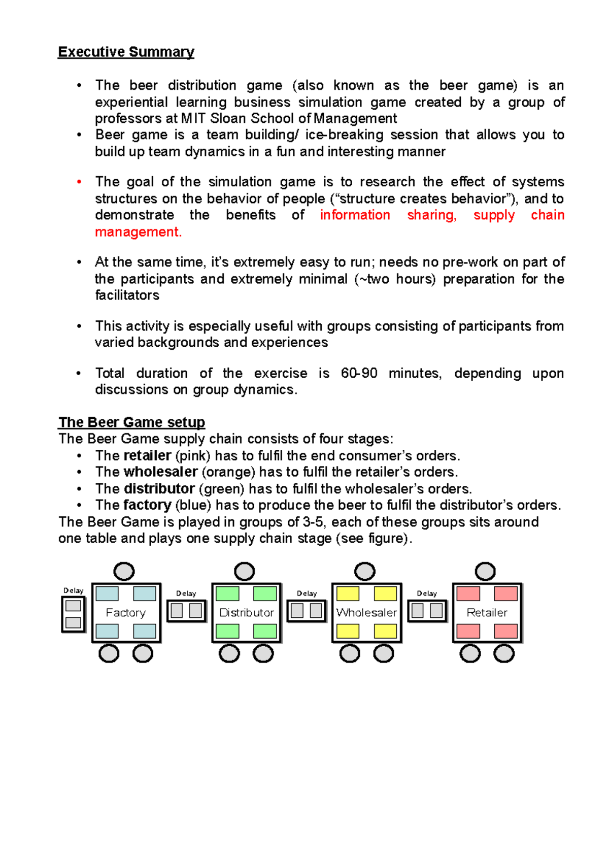 practice practice - Executive Summary • The beer distribution game ...
