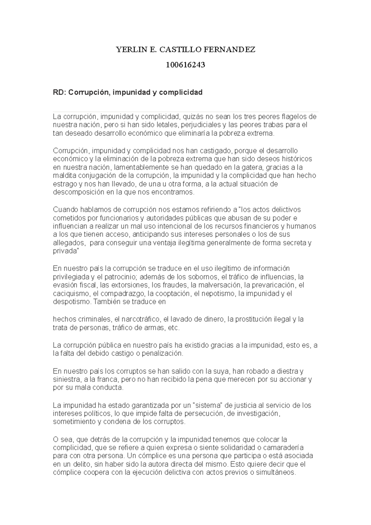 RPD Corrupcion, impunidad y complicidad - YERLIN E. CASTILLO FERNANDEZ ...