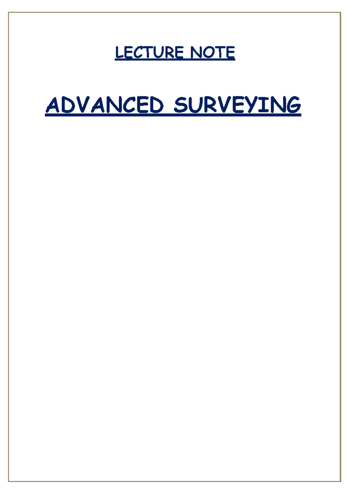 Advanced Surveying Lecture Notes - Course 2140601 - Studocu