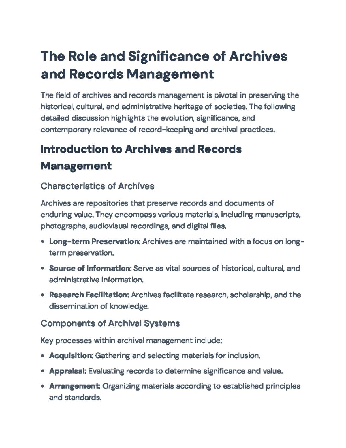 The Role and Importance of Archives and Records Management in Society ...