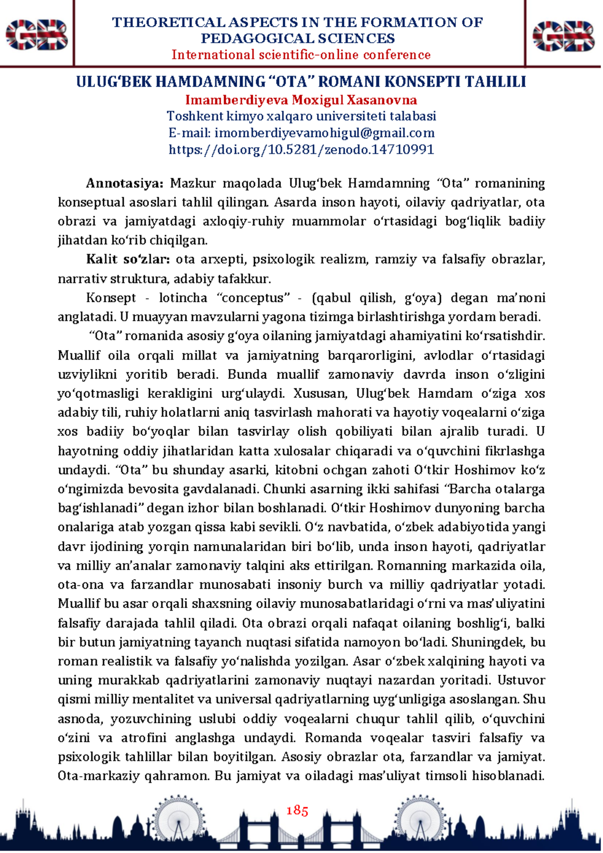 Ota Romani: Ulugʻbek Hamdamning Asaridagi Falsafiy Tahlil (PED-101 ...