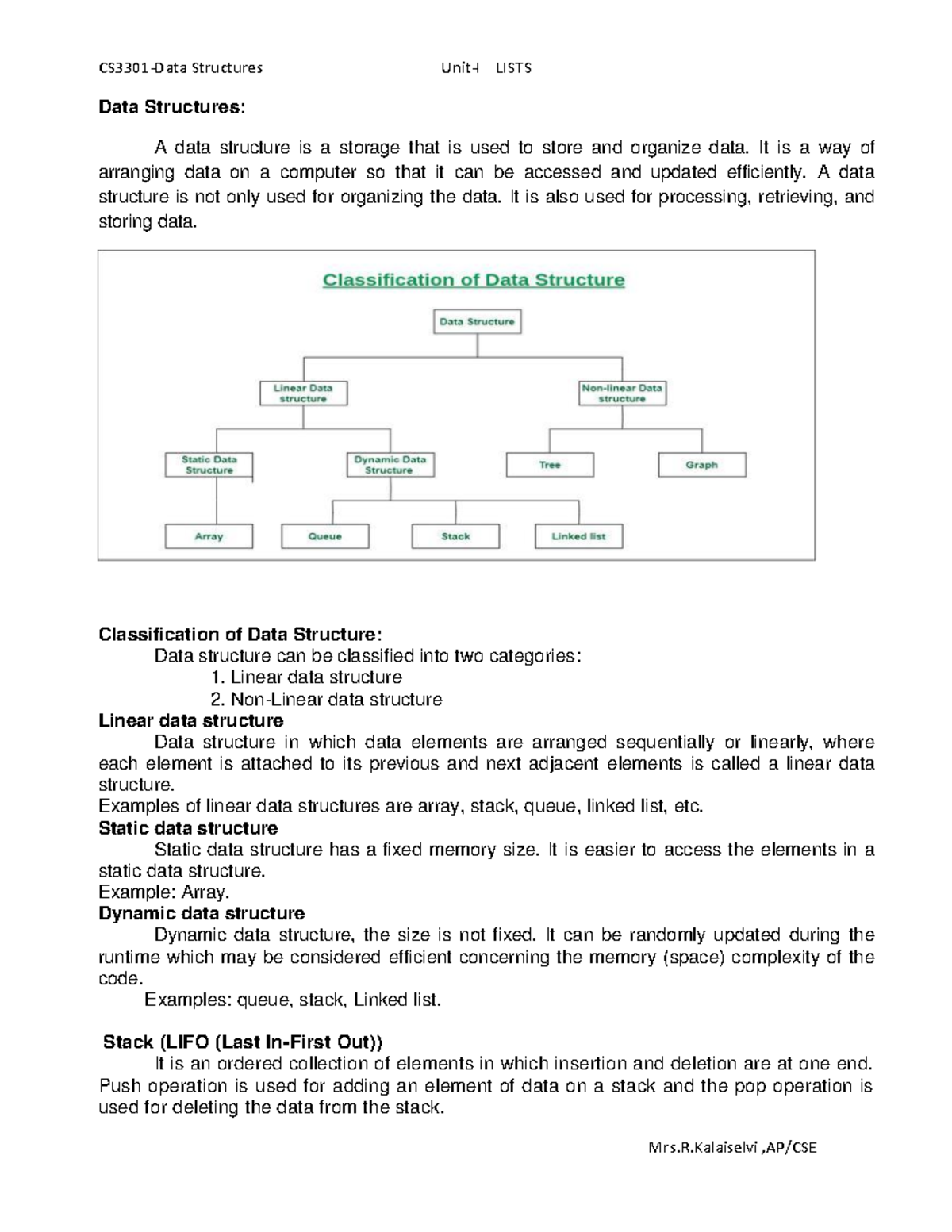 Data Structures: Lists Overview and Key Concepts - Studocu