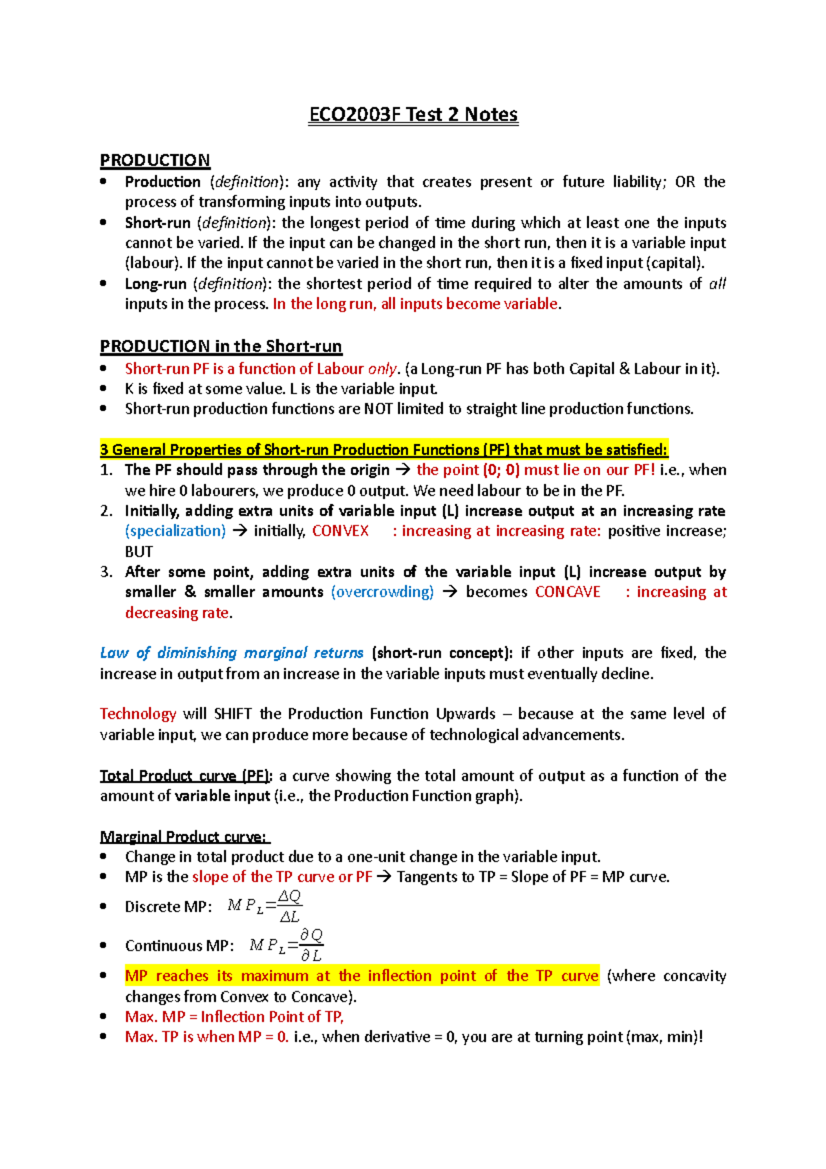 ECO2003 F Test 2 Notes - ECO1011 - Studocu