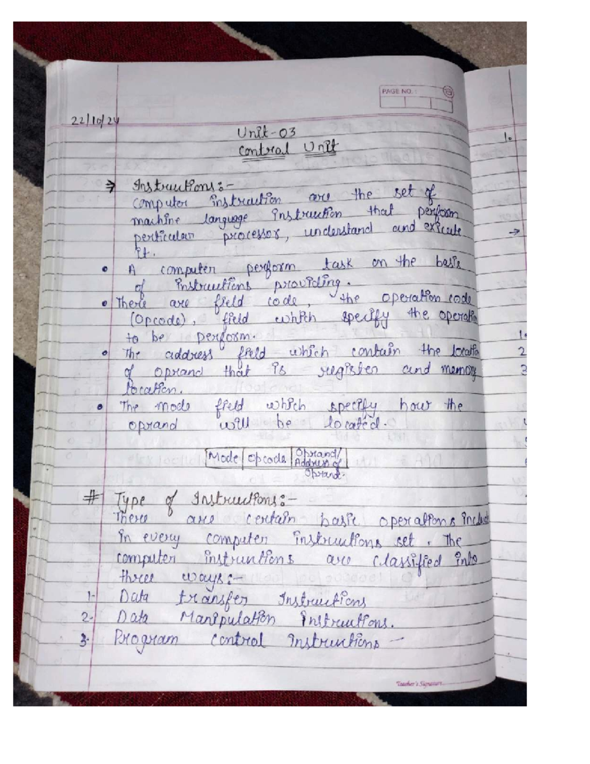 COA Chapter 2: Understanding Control Unit Instructions and Operations ...