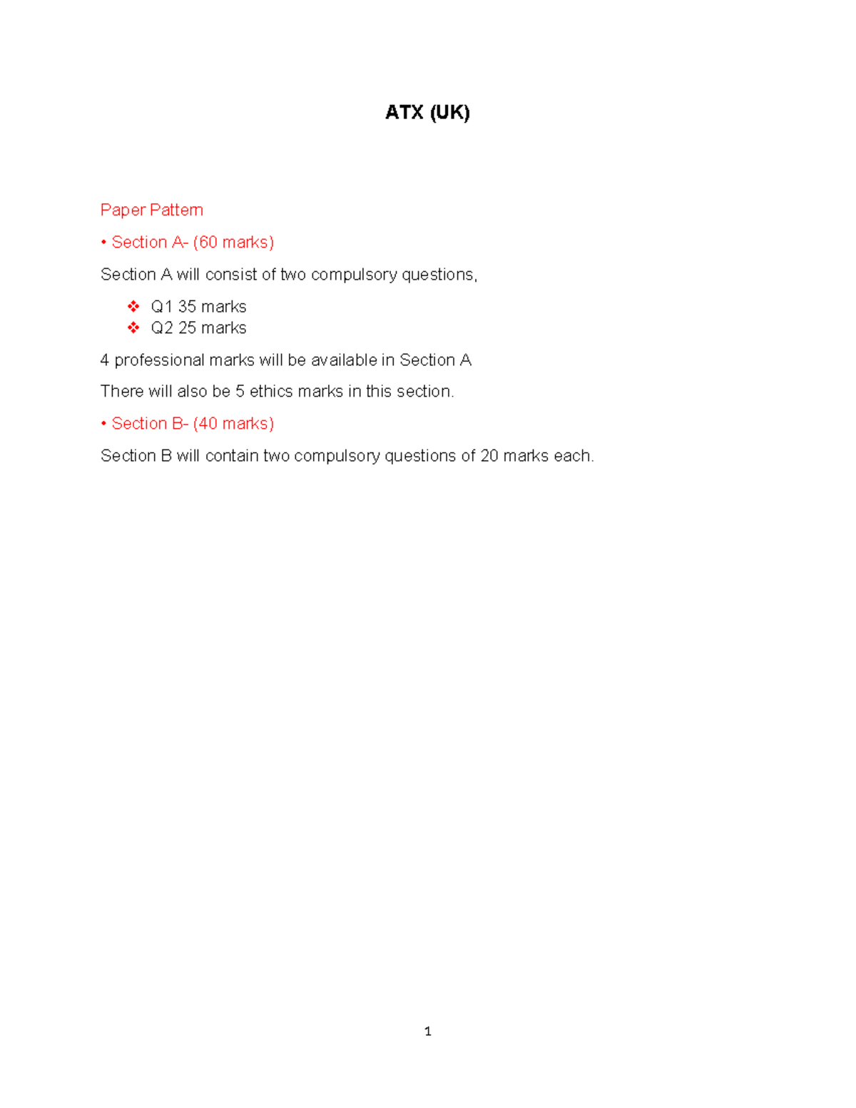 CGT Introduction - ATX Paper Pattern & Key Concepts (60 Marks) - Studocu