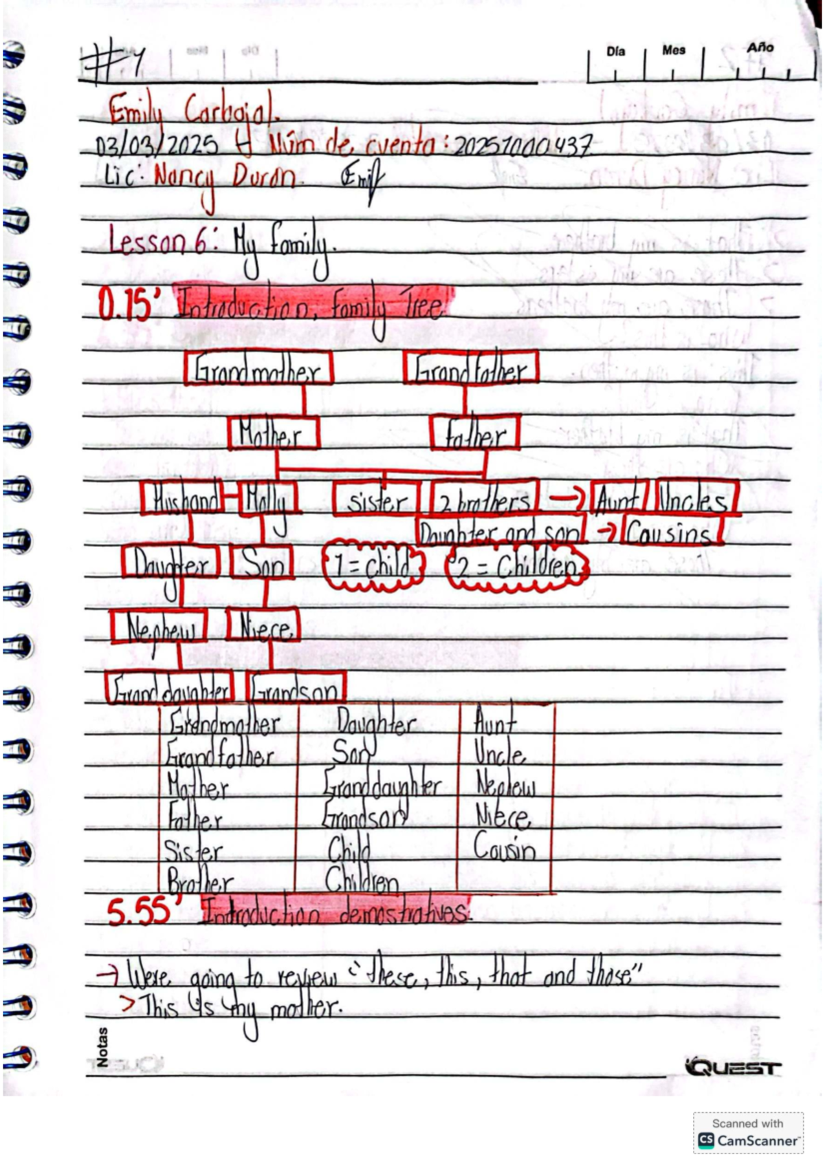 U2T2a23: Lesson 6 - My Family and Possessive Adjectives - Studocu