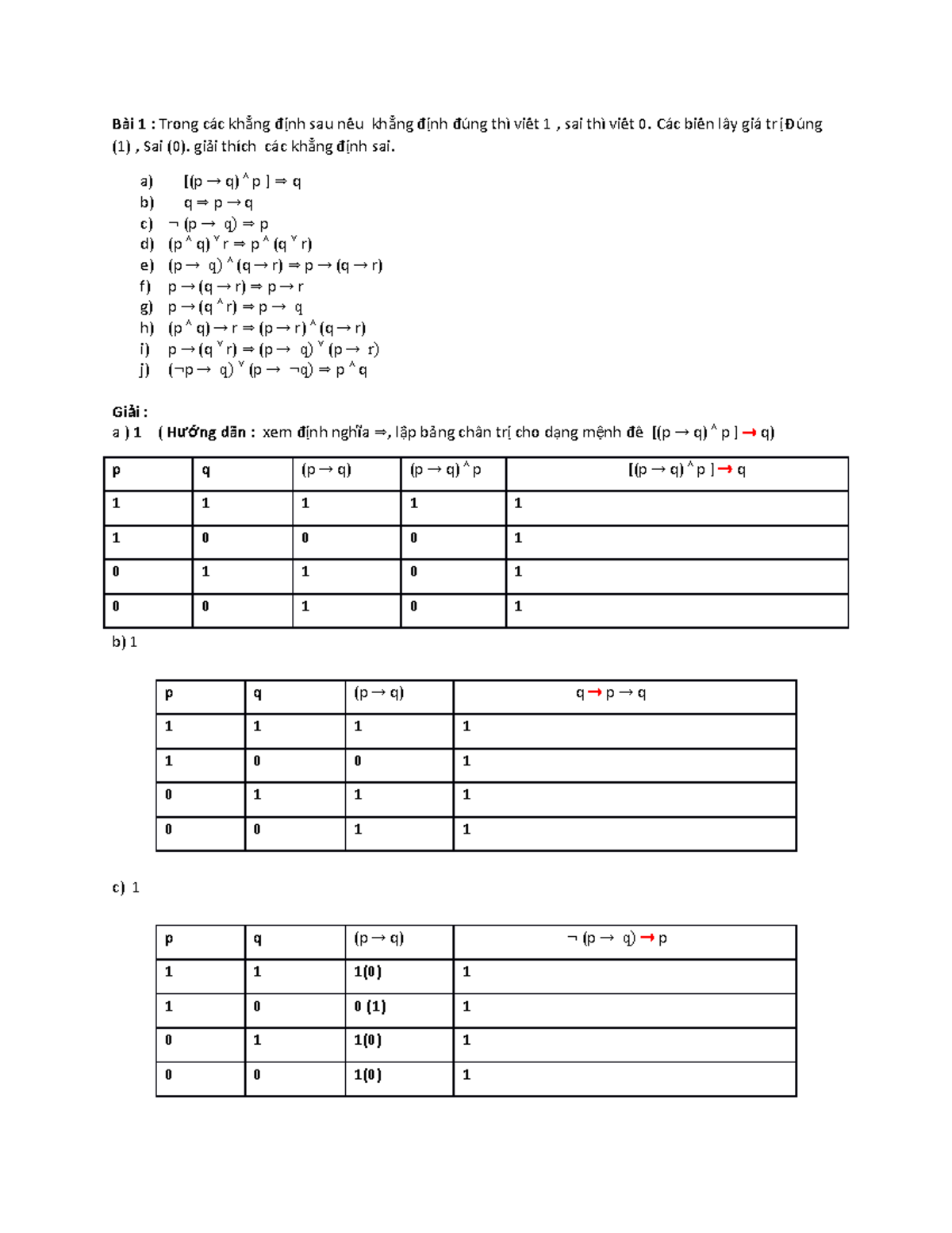 Bai Tap-Logic-02 - no - Bài 1 : Trong các kh ng đ nh sau nếếu kh ng đ ...