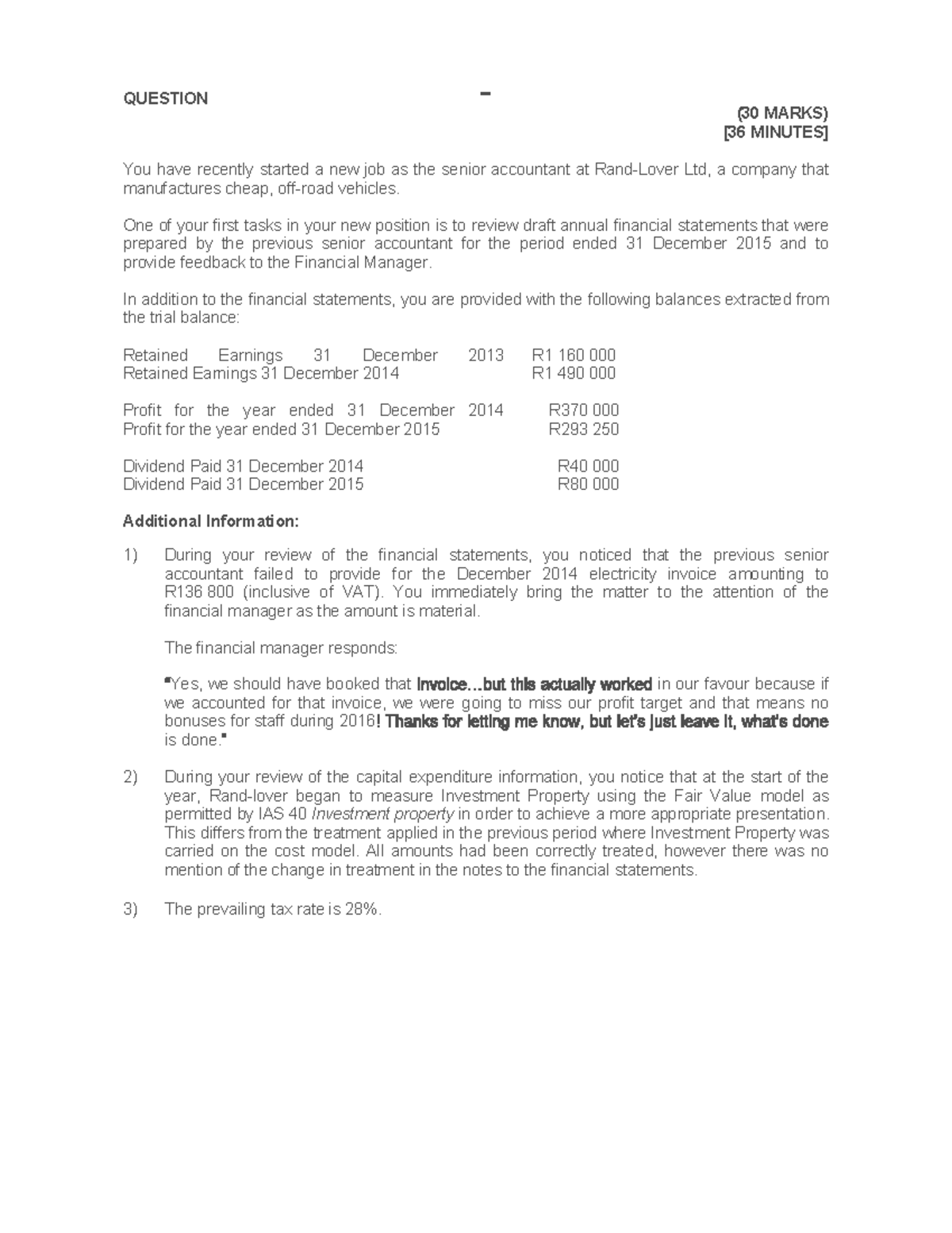 IAS 8 Class Example - Financial Statement Review & Material Adjustments ...