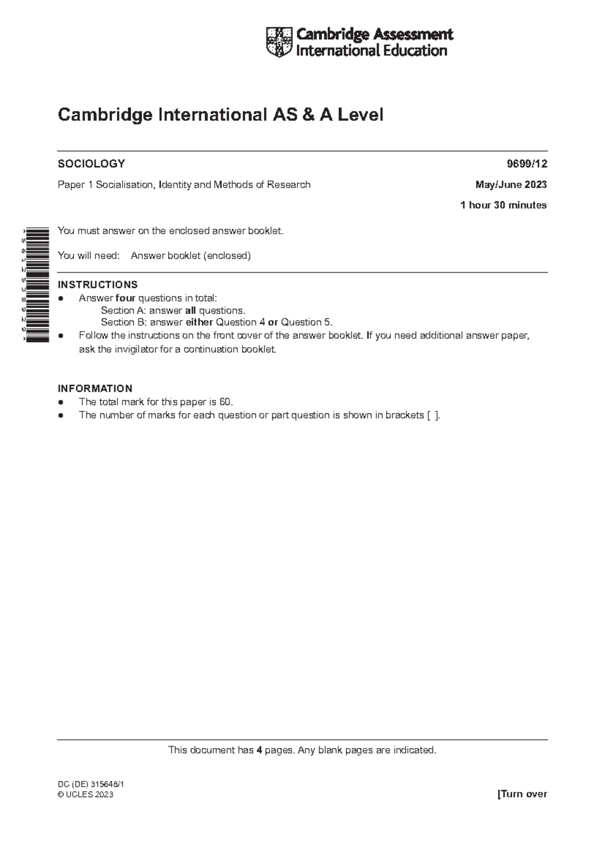 Cambridge International AS & A Level Sociology 9699 Syllabus Overview ...