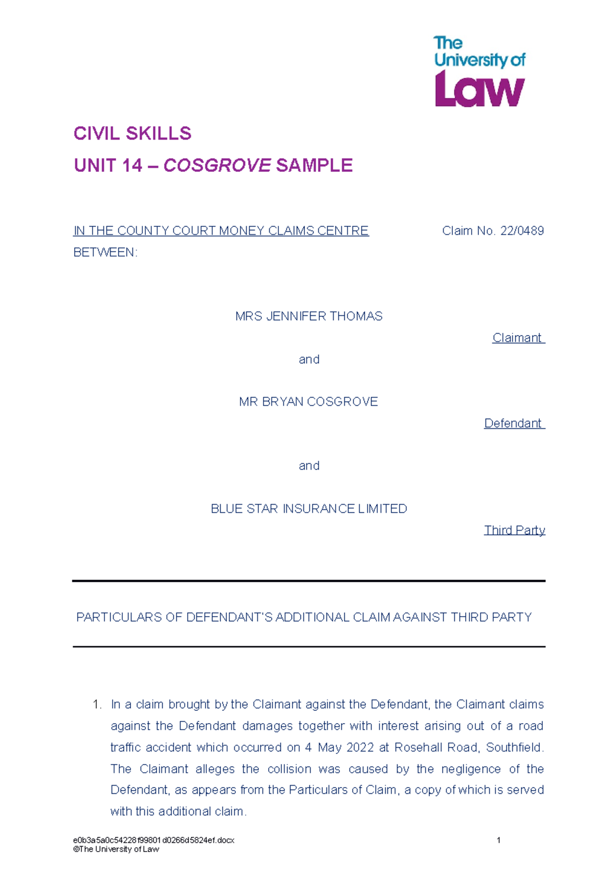 skill civ unit14 ce02 cosgrove sample - CIVIL SKILLS UNIT 14 – COSGROVE ...