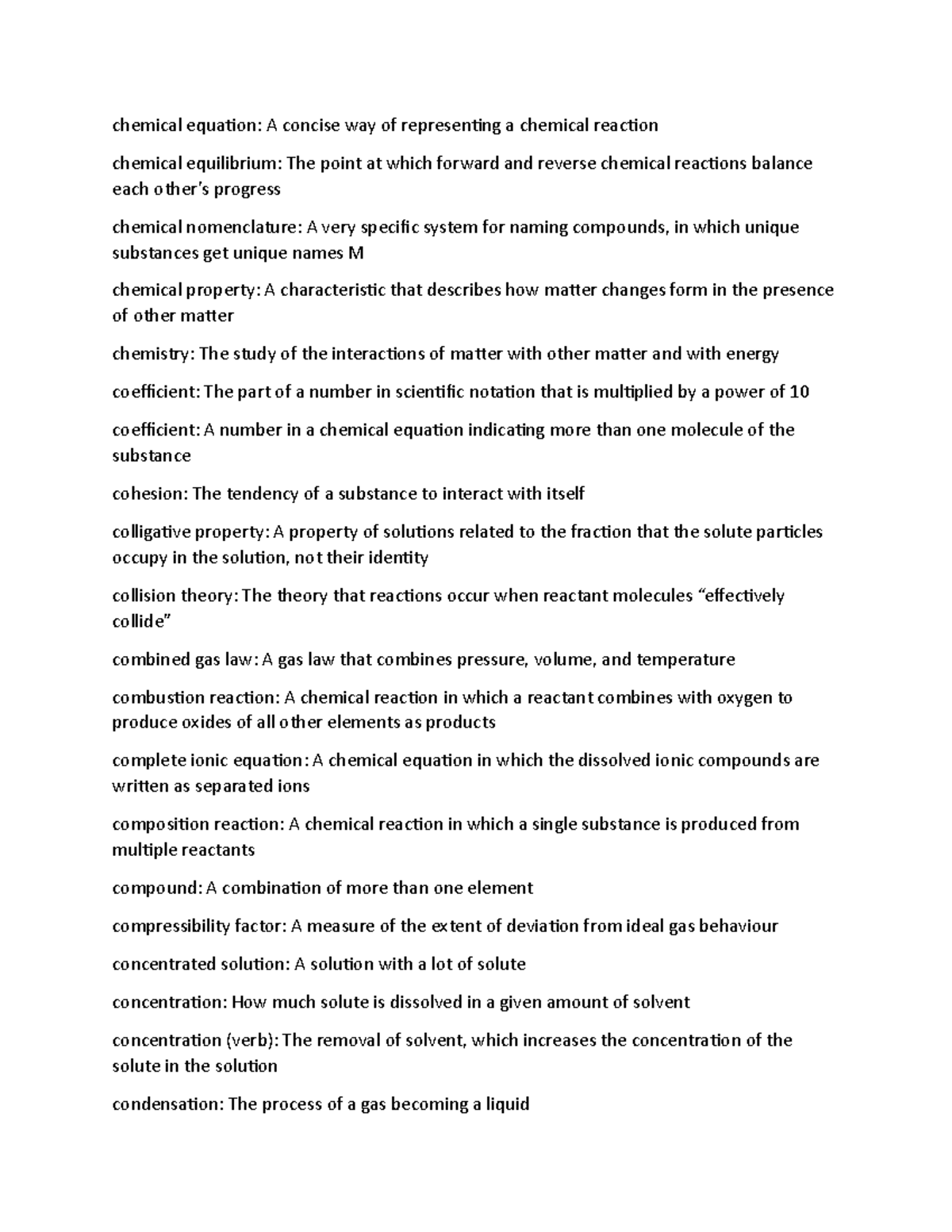 Glossary of gen chem 2 - useful terms in learning general chemistry ...