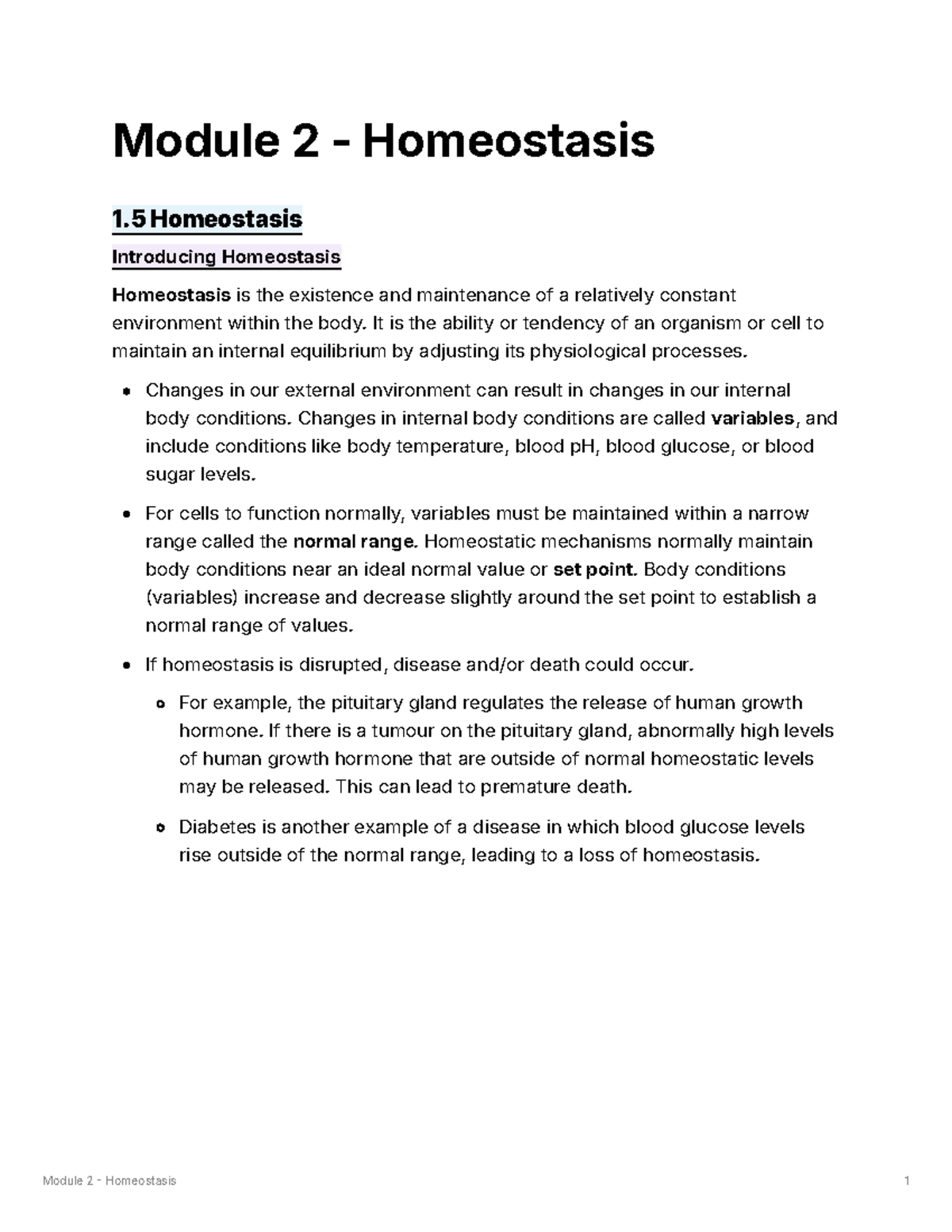 Module 2 - Homeostasis: Key Concepts and Feedback Mechanisms - Studocu