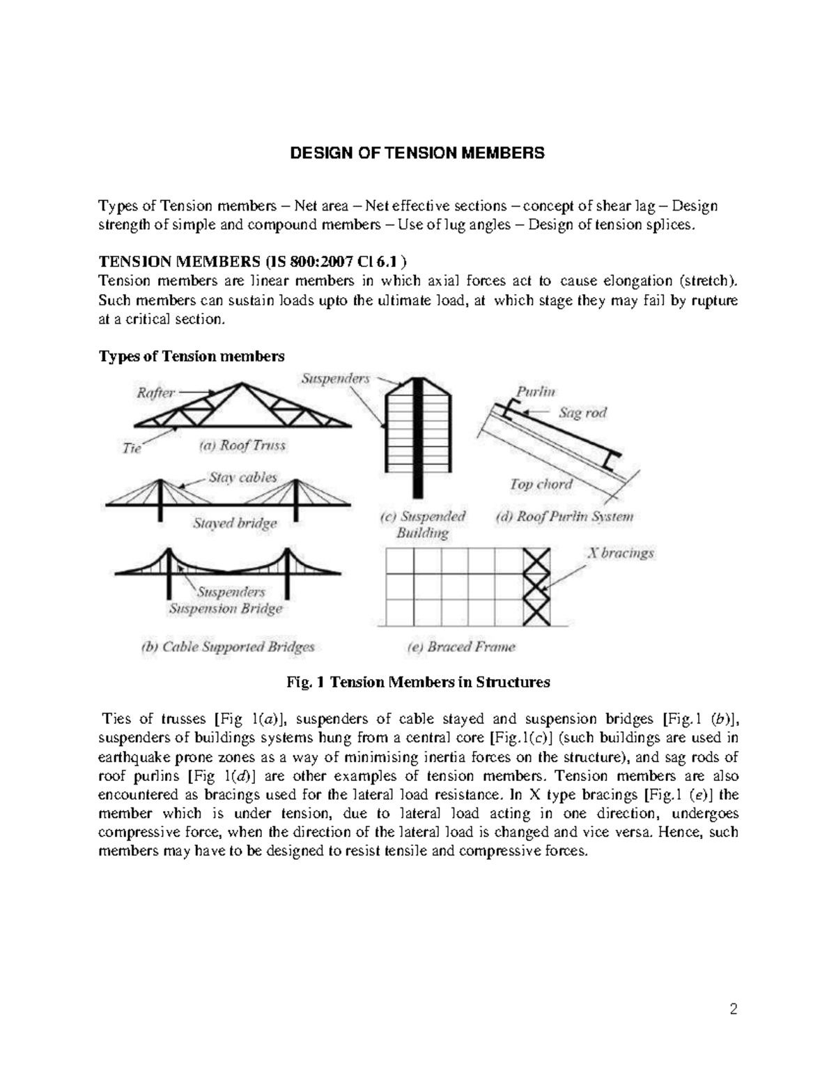 Design of Tension Members: Concepts, Types, and Design Strength (IS 800 ...