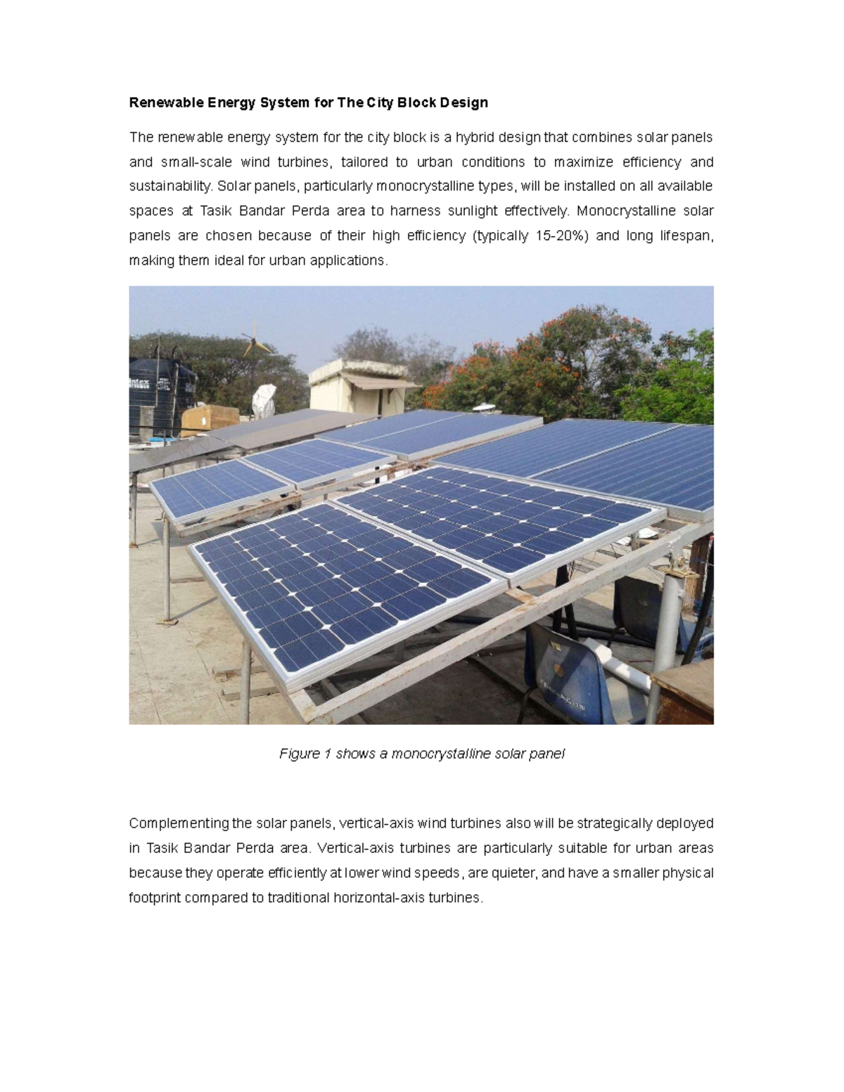 Renewable Energy System Design for Urban Sustainability (MINI Project ...