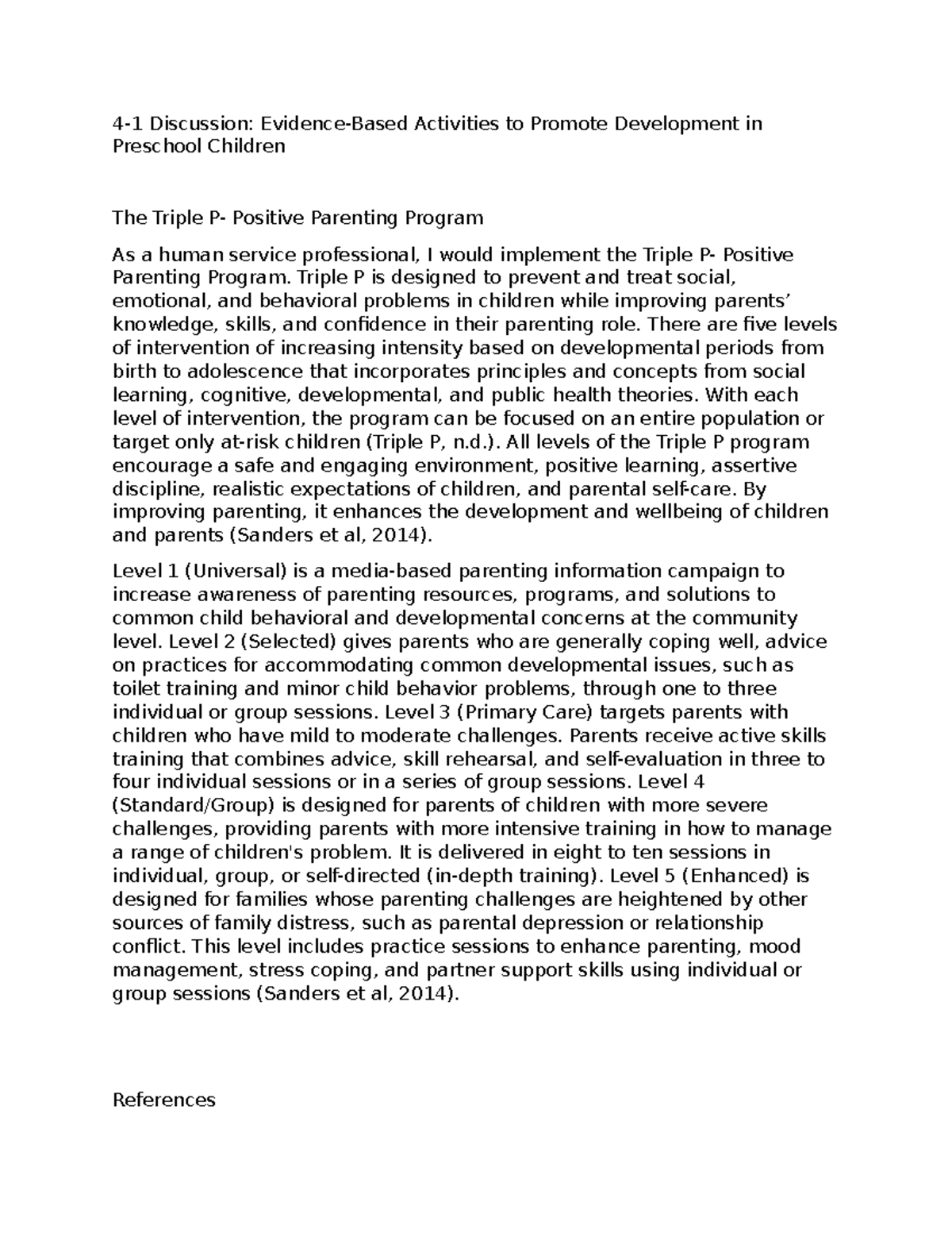 4-1 Discussion Evidence-Based Activities to Promote Development in ...