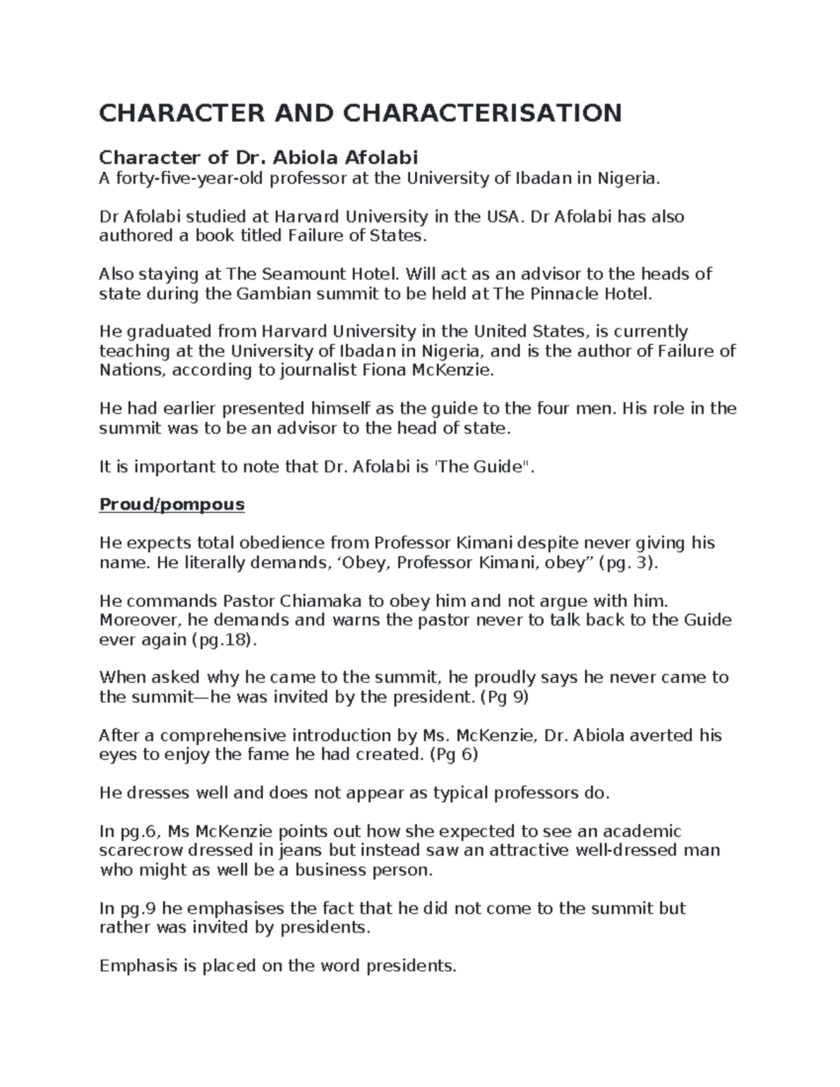 Character and Characterisation of African Leaders: A Study of Dynamics ...