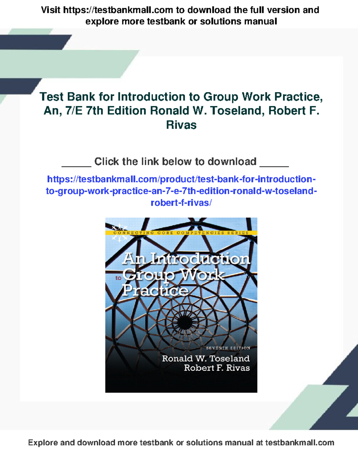 18615 - Test bank for introduction to group work practice, an, 7/e 7th ...