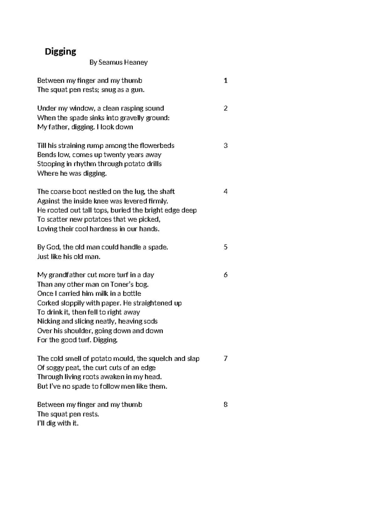 4.-Seamus-Heaney-Digging-Poem-Analysis-Irish-Lit - Studeersnel