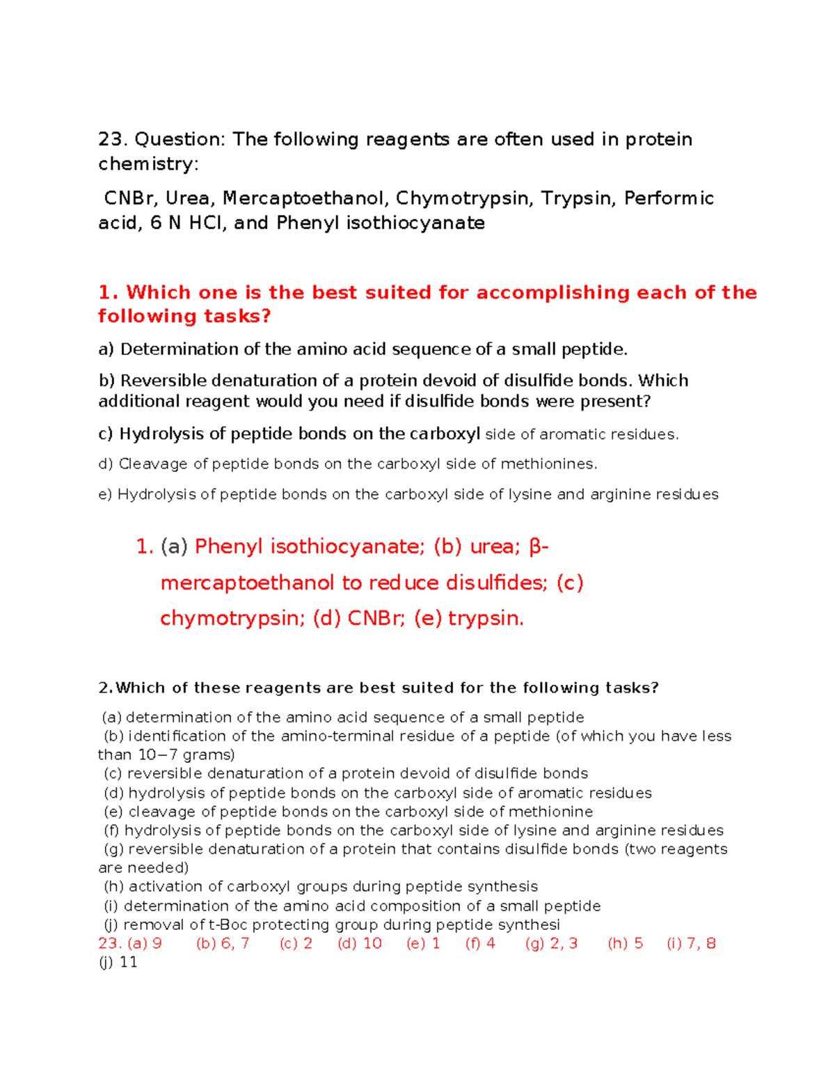 Protein Chemistry Reagents: Tasks & Applications (Course Code: 23 ...