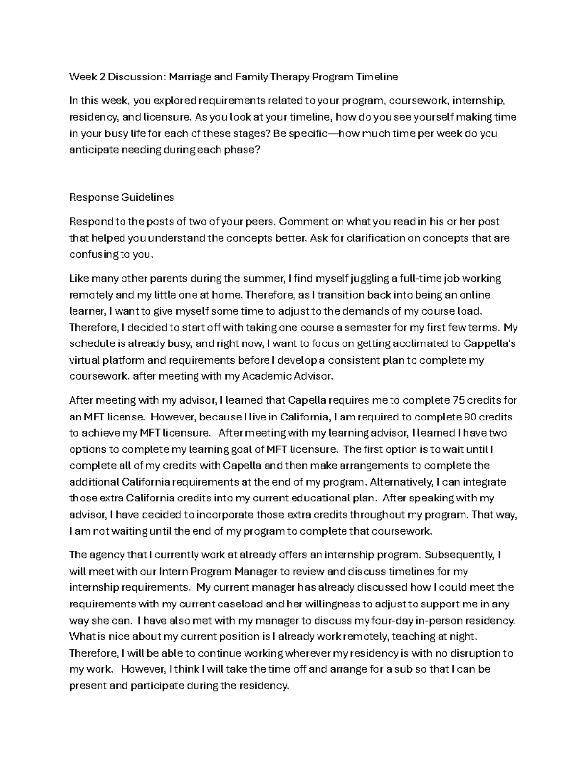MFT Program Timeline Discussion: Balancing Coursework & Requirements ...