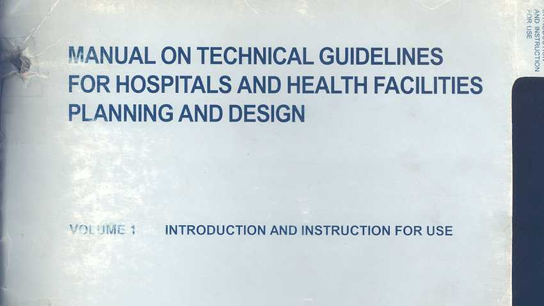 Technical Guidelines for Hospital Planning & Design Vol 1: Intro ...