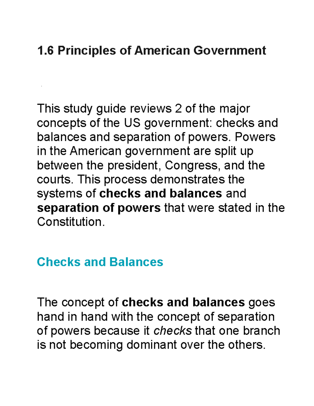 AP Gov Unit 1.6: Overview of Checks & Balances and Separation of Powers ...