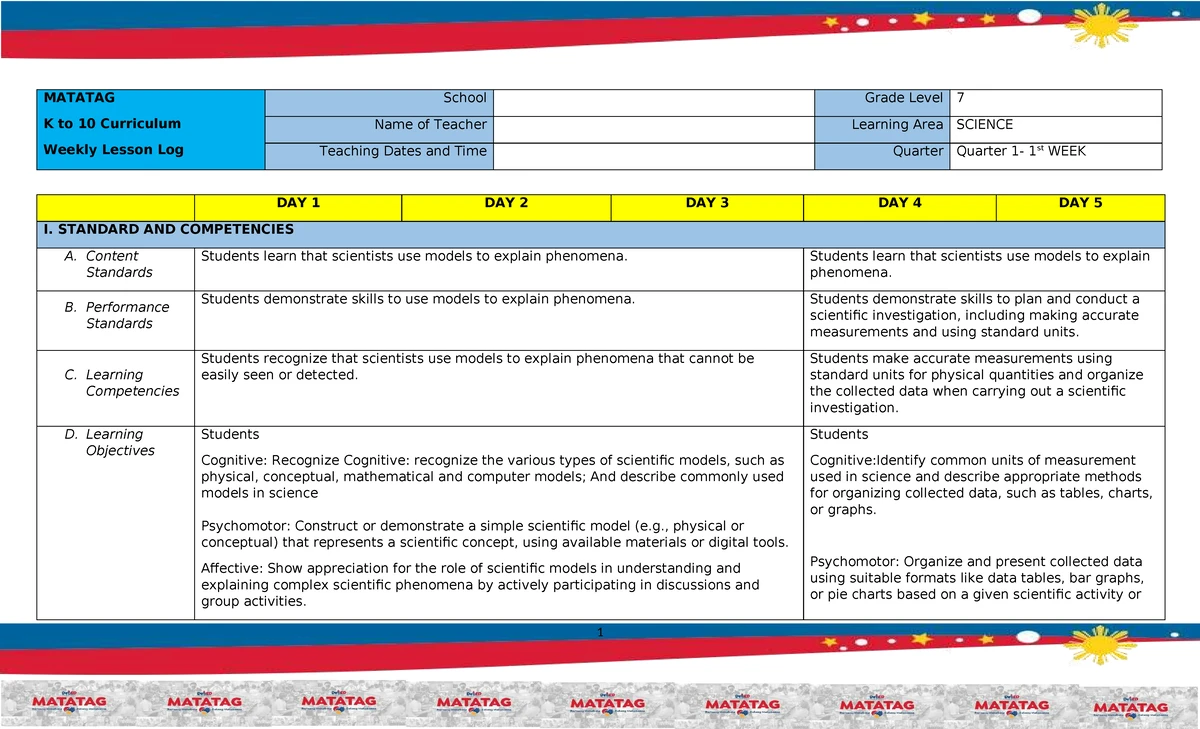 Science 7 DLL Week 2: Organizing Scientific Data & Lab Tools - Studocu