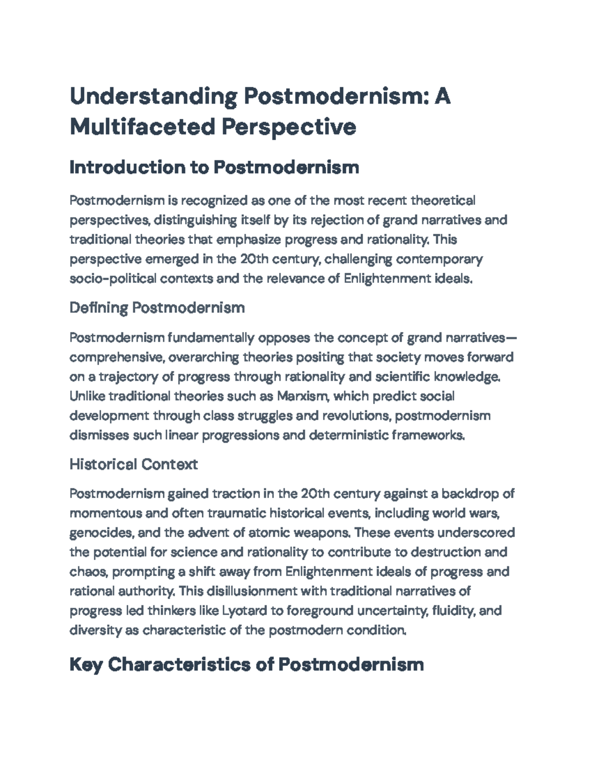 Understanding Postmodernism: A Multifaceted Perspective Analysis ...