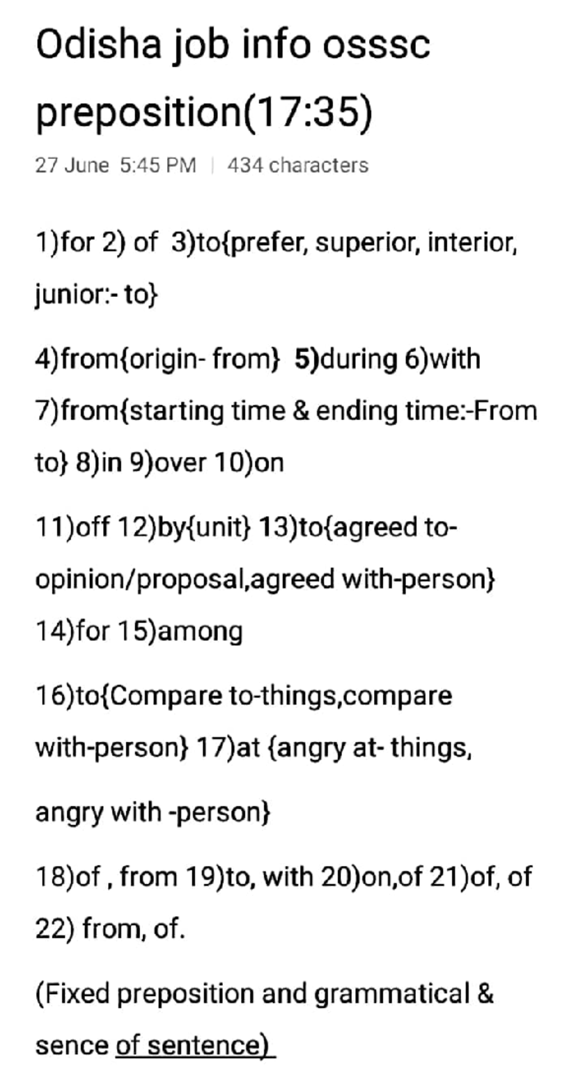Odisha Job Info: Prepositions Practice (3A) - Previous Year Questions ...