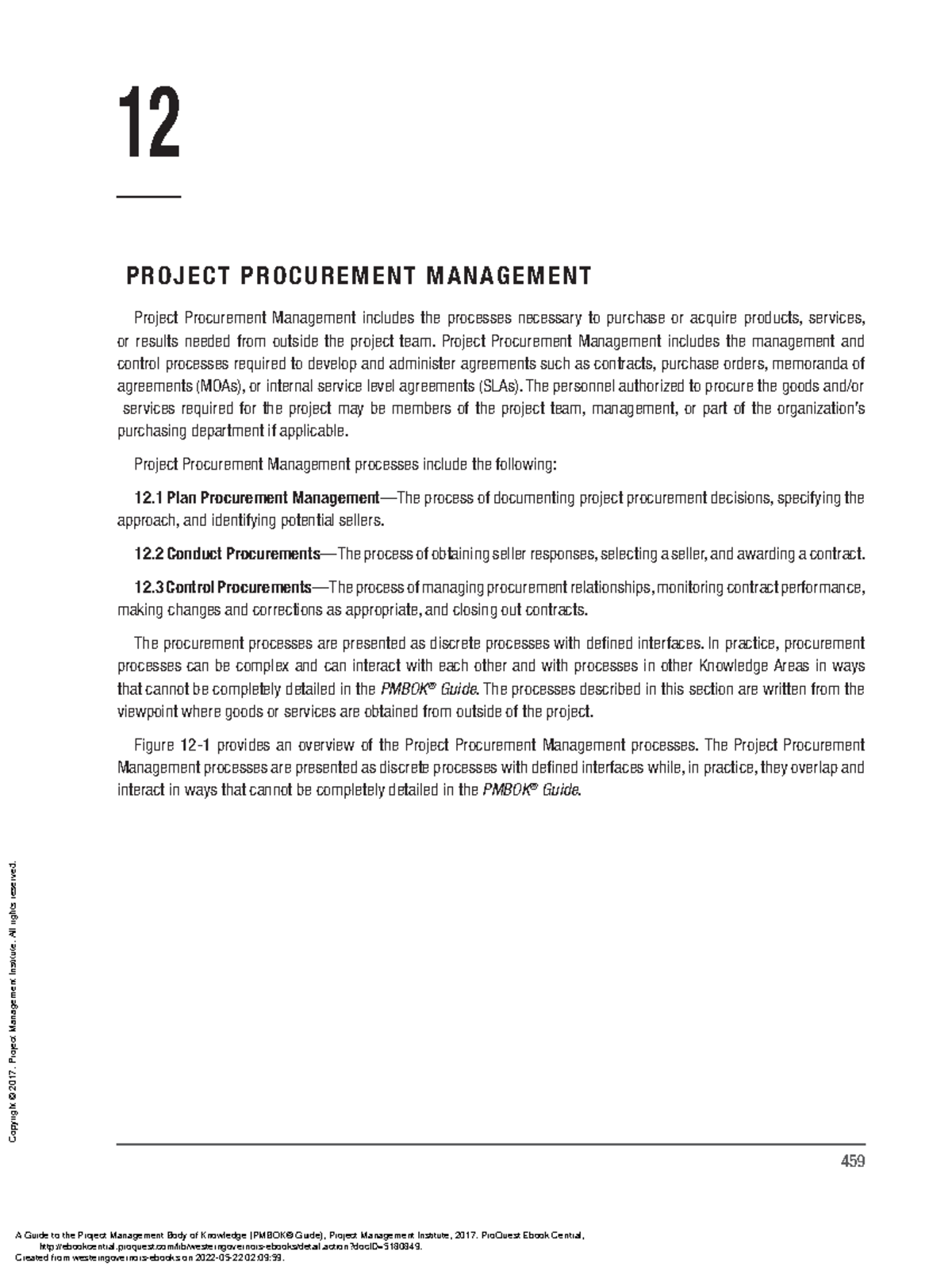 PMBOK® Chapter 12 - Overview of Project Procurement Management - Studocu