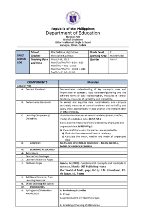 Lesson Plan 6 Summative Test Module 4 1 - Republic of the Philippines ...