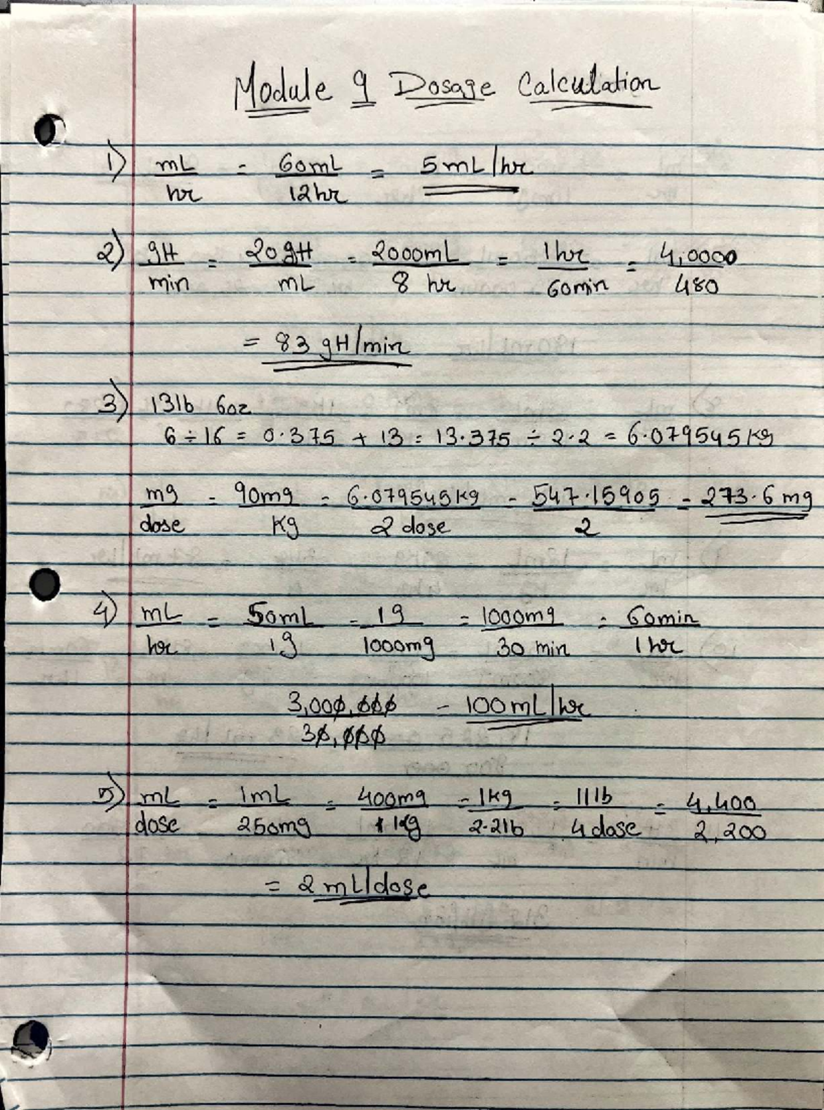 Module 9: Dosage Calculation Study Notes - Studocu