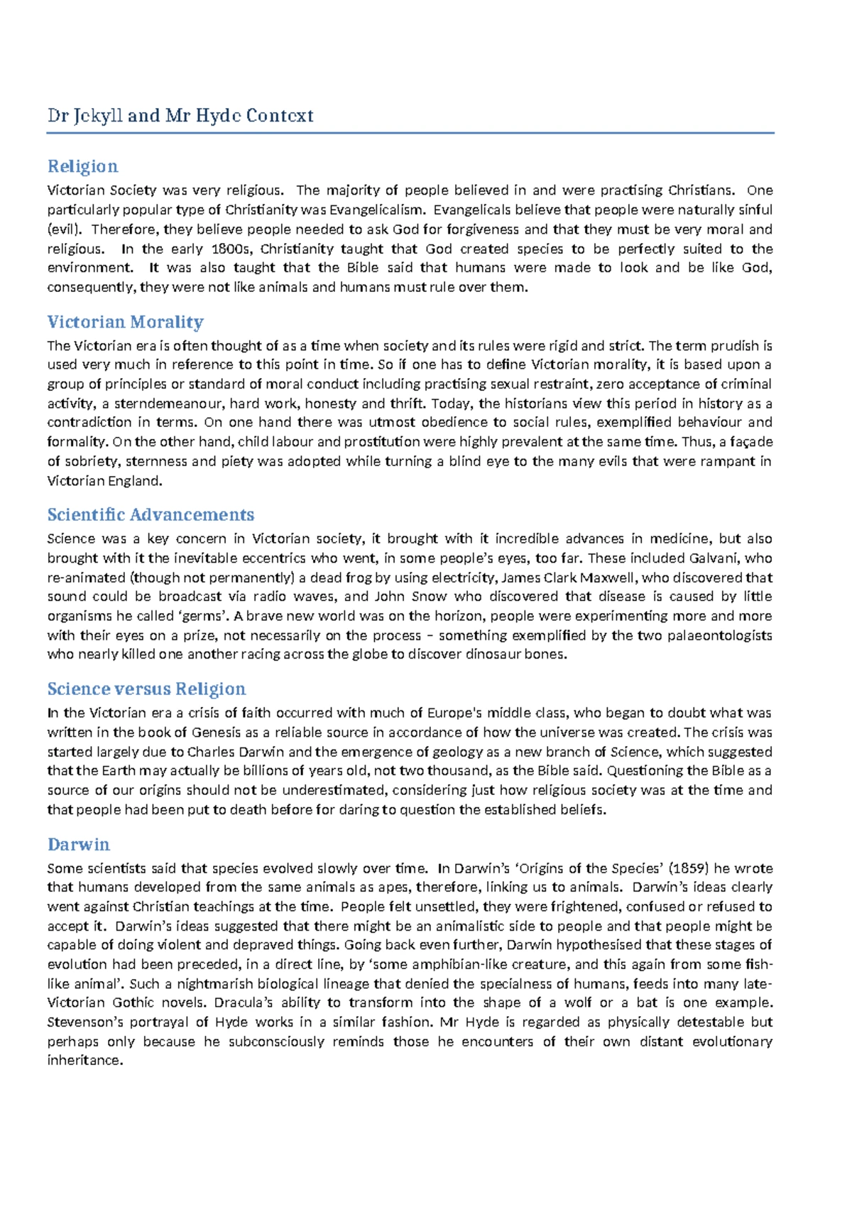 Essays on Hyde's Presentation in Jekyll and Hyde - GCSE Analysis - Studocu