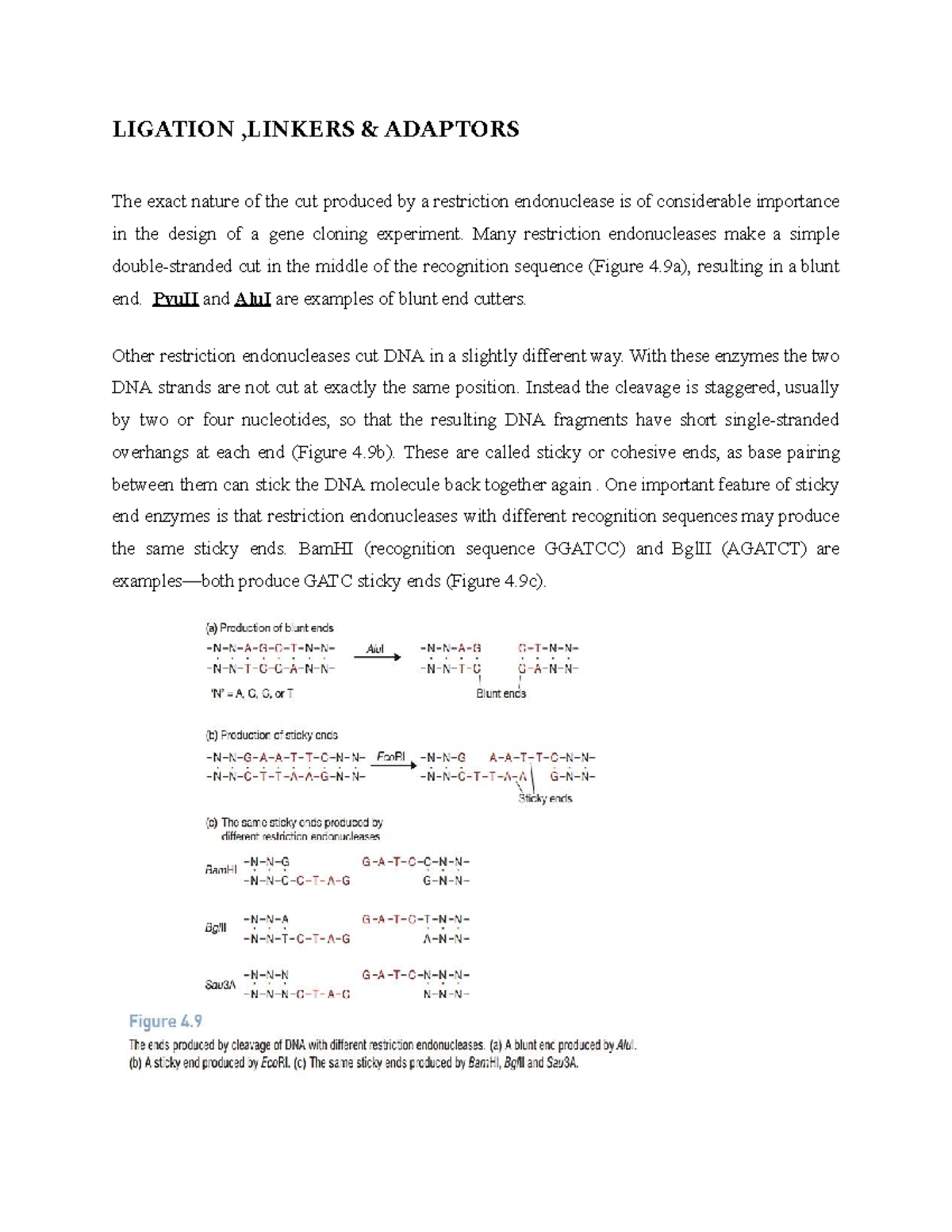 Linkers & adaptors - Genetic engineering - LIGATION ,LINKERS & ADAPTORS ...