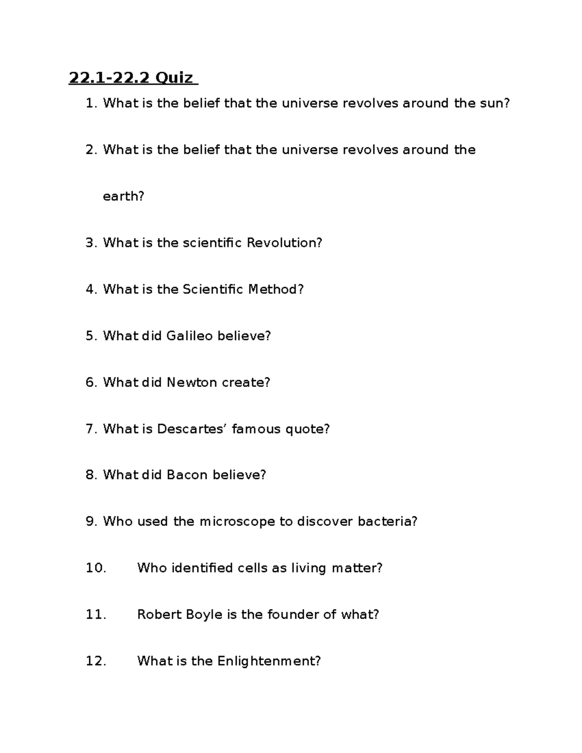 Quiz 1 Study Guide: Key Concepts of the Scientific Revolution - Studocu