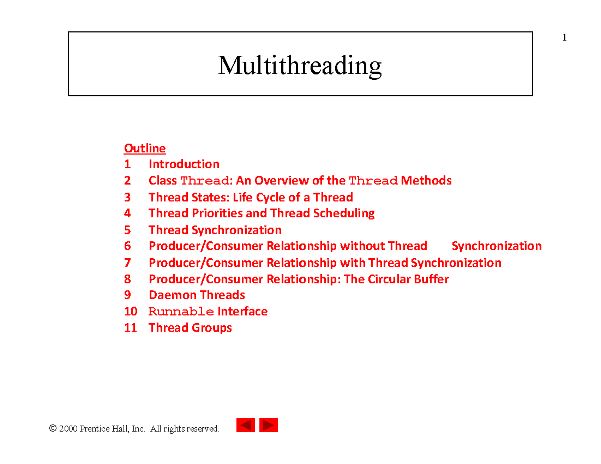 Java Multithreading Overview: Key Concepts and Thread Management - Studocu