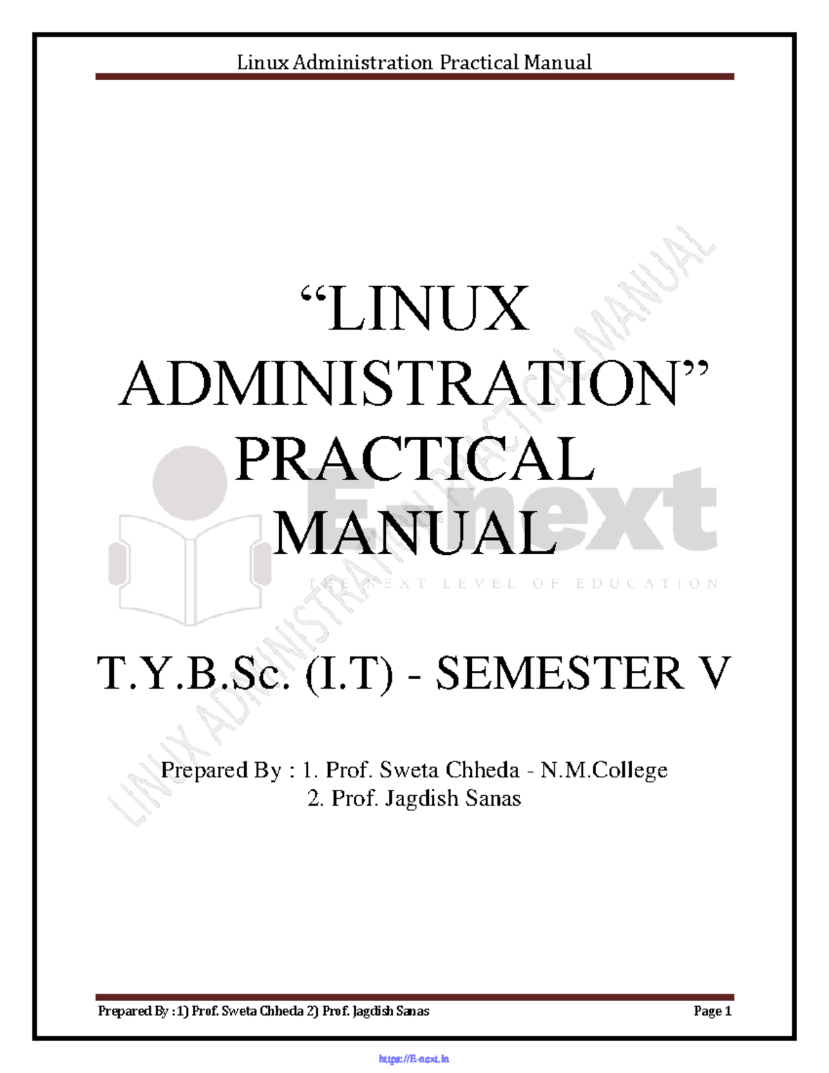 Linux System Administrator Sem-5 TYBScIT - “LINUX ADMINISTRATION ...