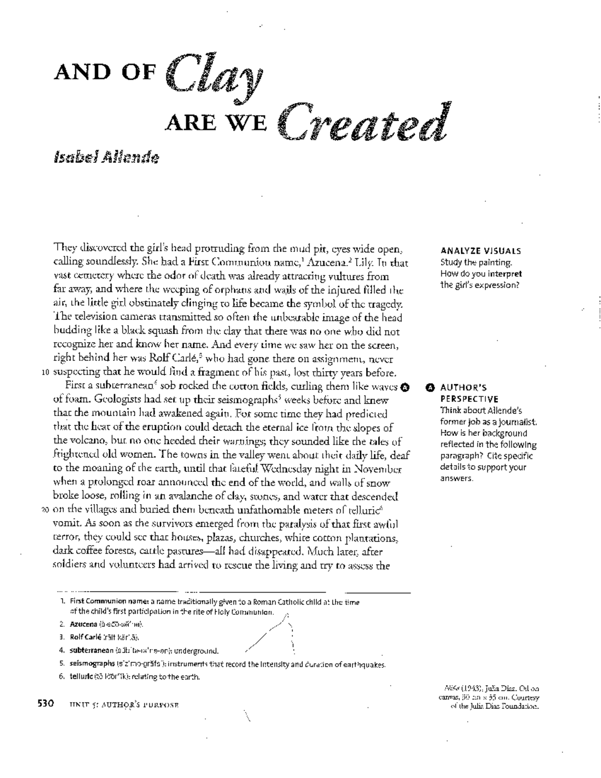 Analyzing Isabel Allende's "Of Clay We Are Created" - A Study Guide ...