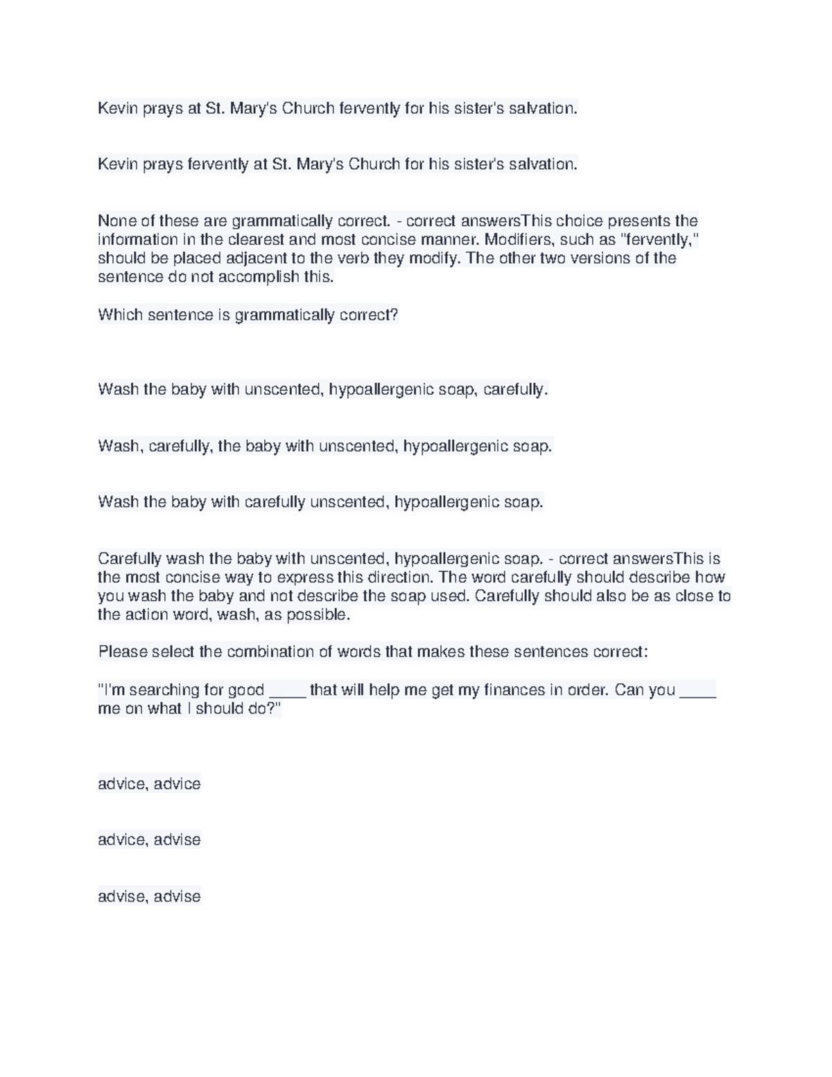 HESI A2 Grammar Practice Questions - Clarity and Conciseness - Studocu