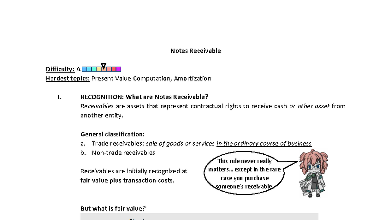 Notes Receivable: Present Value & Amortization Concepts (CVGCastro S1 ...