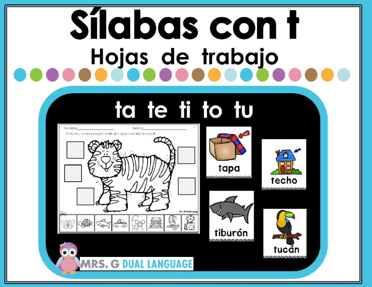 27 - Sílabas con la letra t: ta, te, ti, to, tu - Hojas de trabajo ...