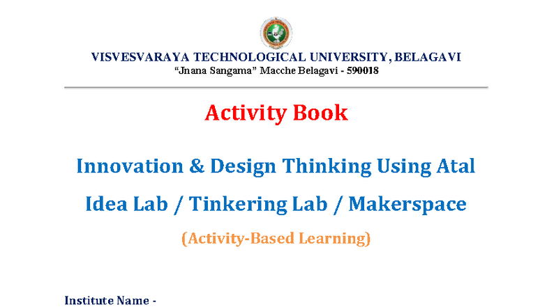 Innovation Design Thinking Activity Book - VTU 1st Sem - Studocu